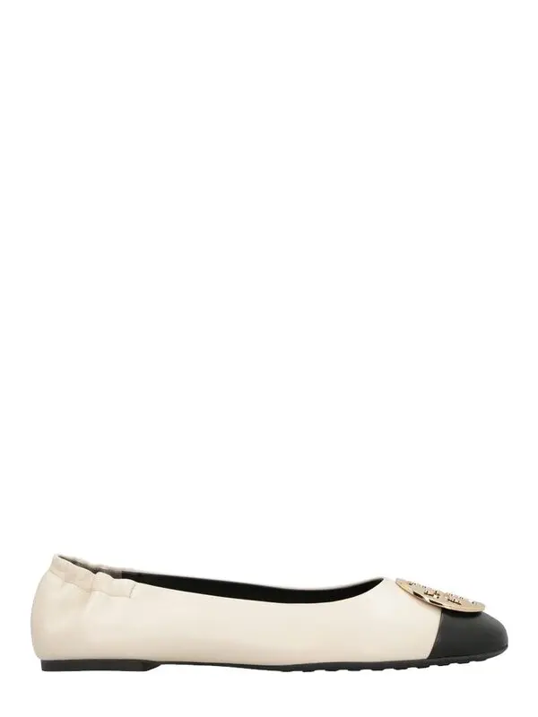 Tory Burch Claire Leather Ballet Flats - Beige