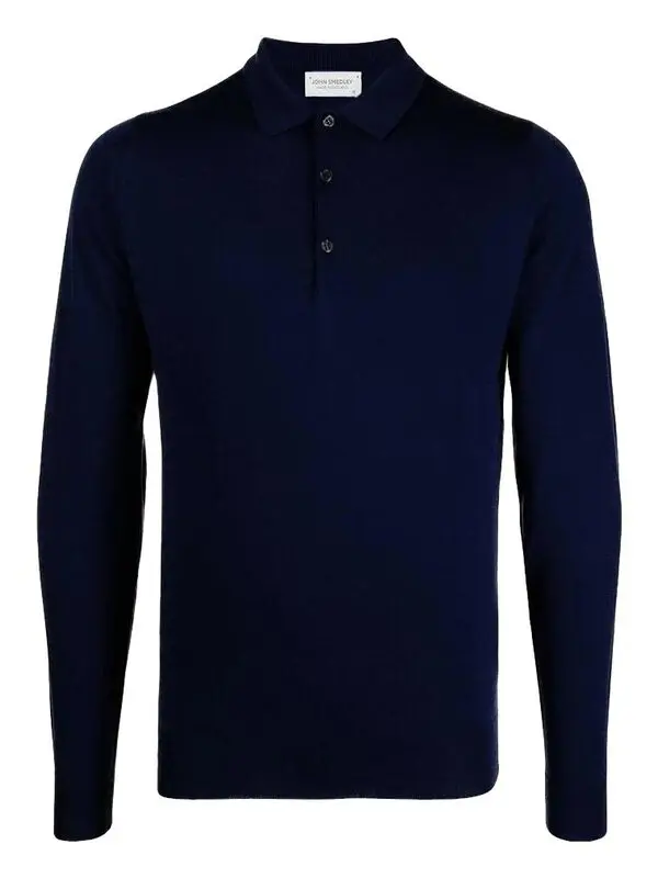 John Smedley Merino Polo Shirt - Blue