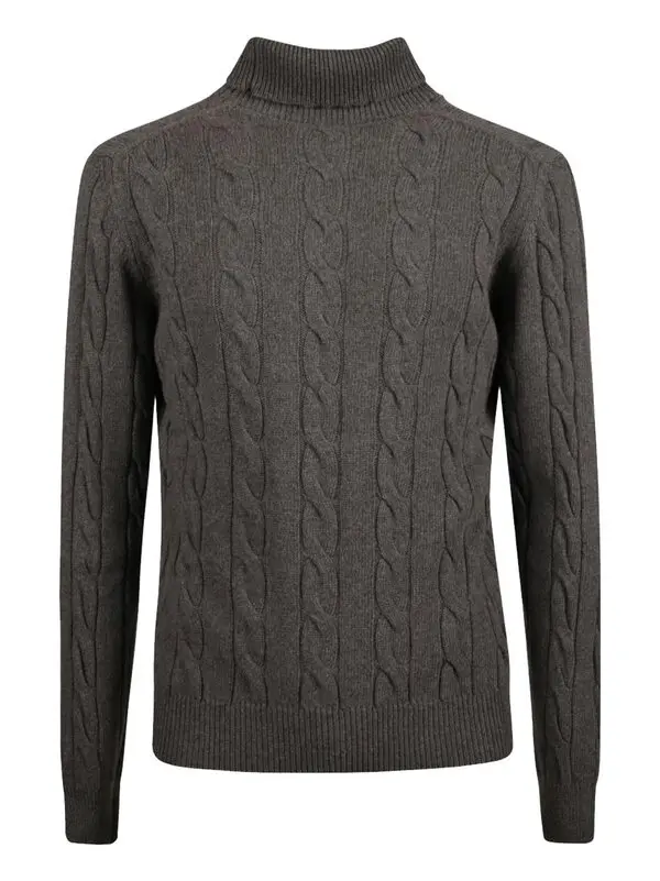 ARAGONA Cashmere Turtleneck Sweater - Grey