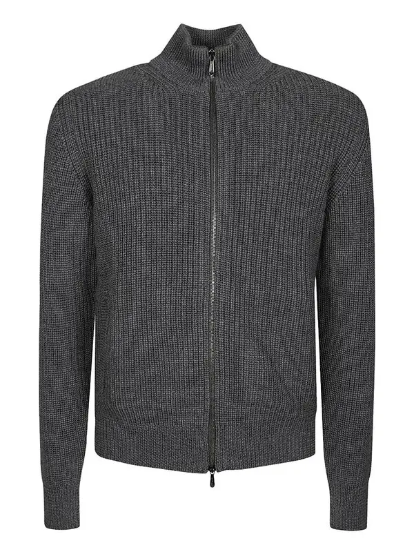 DRUMOHR Full Zip Merino Wool Cardigan - Grey