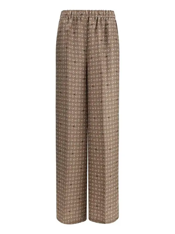 Max Mara Printed Silk Mistletoe Pants - Multicolour