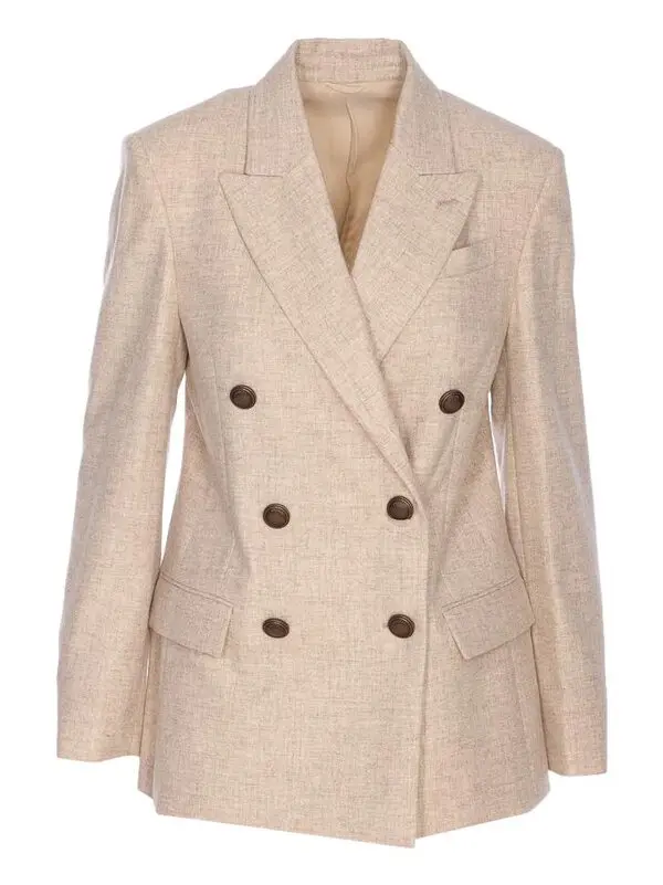 Brunello Cucinelli Double Breasted Jacket - Beige