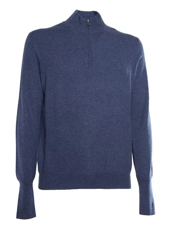BALLANTYNE Half-zip Cashmere Pullover - Blue