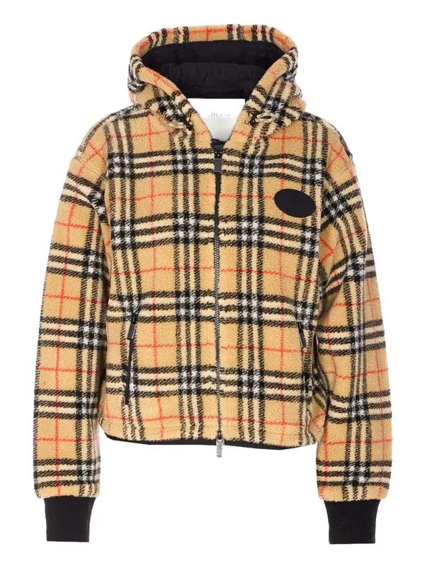 Burberry Pile Check Cropped Jacket - Beige