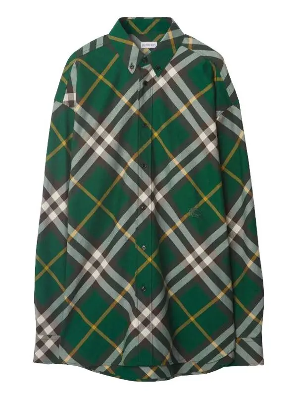 Burberry Check Pattern Buttoned Jacket - Green