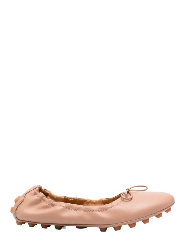 TOD'S Leather Ballerina Flats - Beige