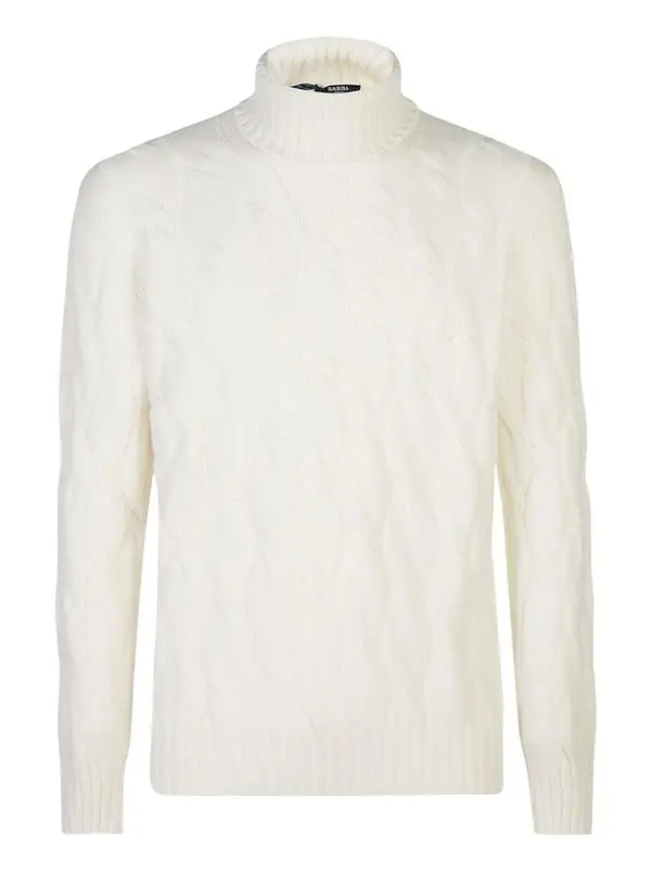 BARBA NAPOLI Turtleneck Chunky Knit Sweater - White