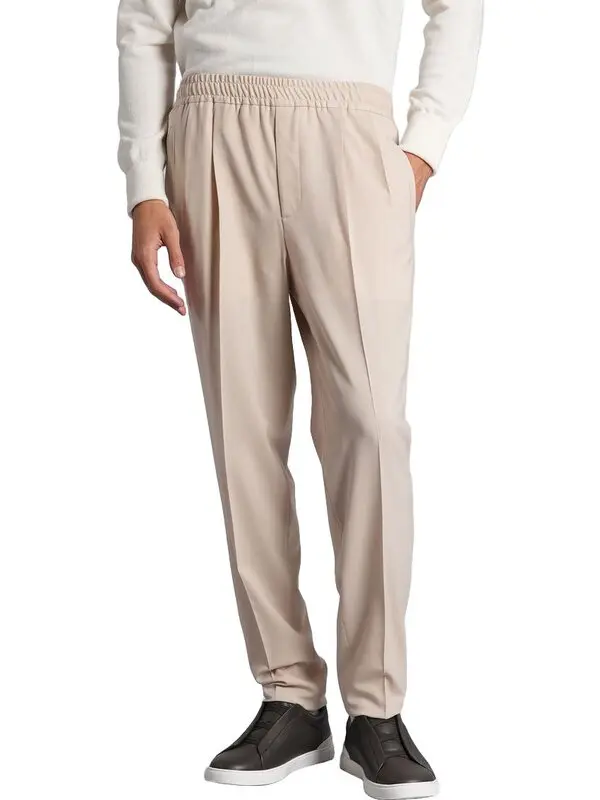 Zegna Flat Front Trousers - Beige