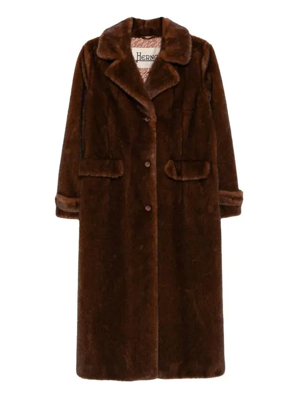 Herno Faux Fur Coat - Brown