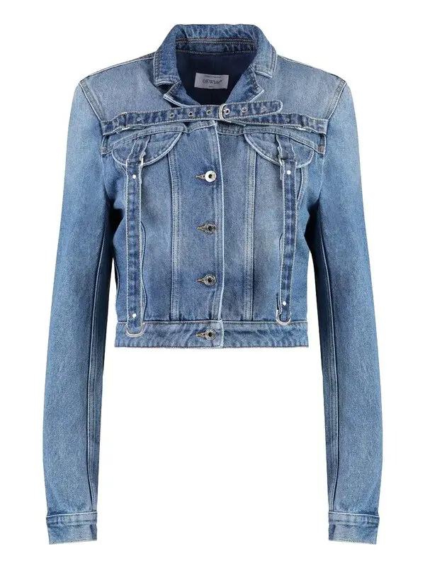 Off-White Cropped Denim Jacket - Blue