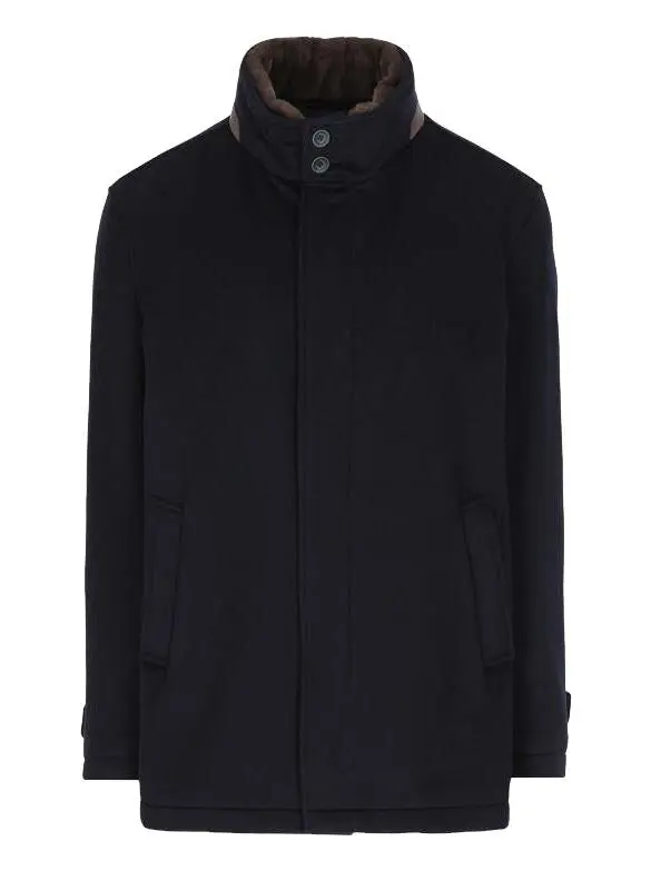 Herno Dark Cashmere Coat - Blue
