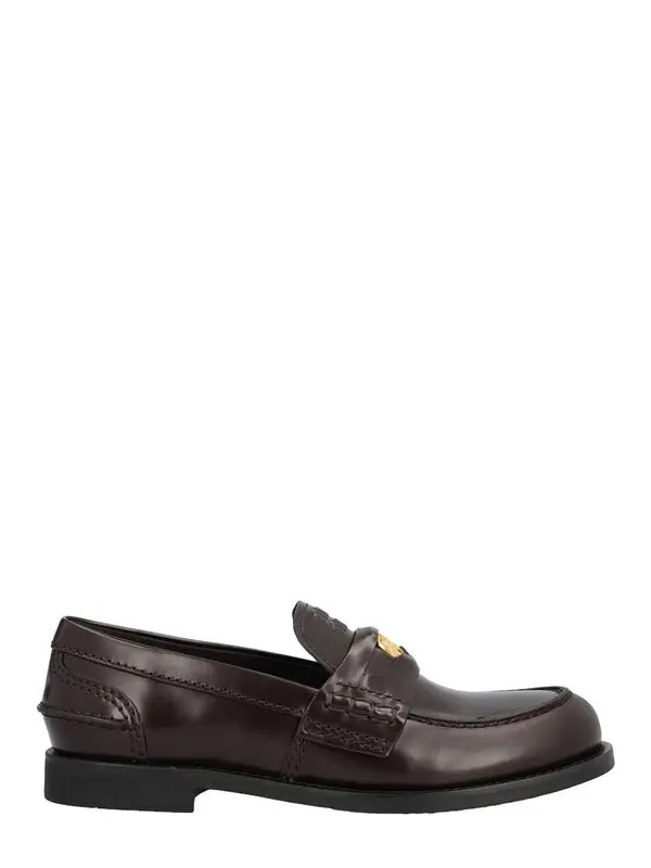 Miu Miu Brushed Leather Loafers - Brown