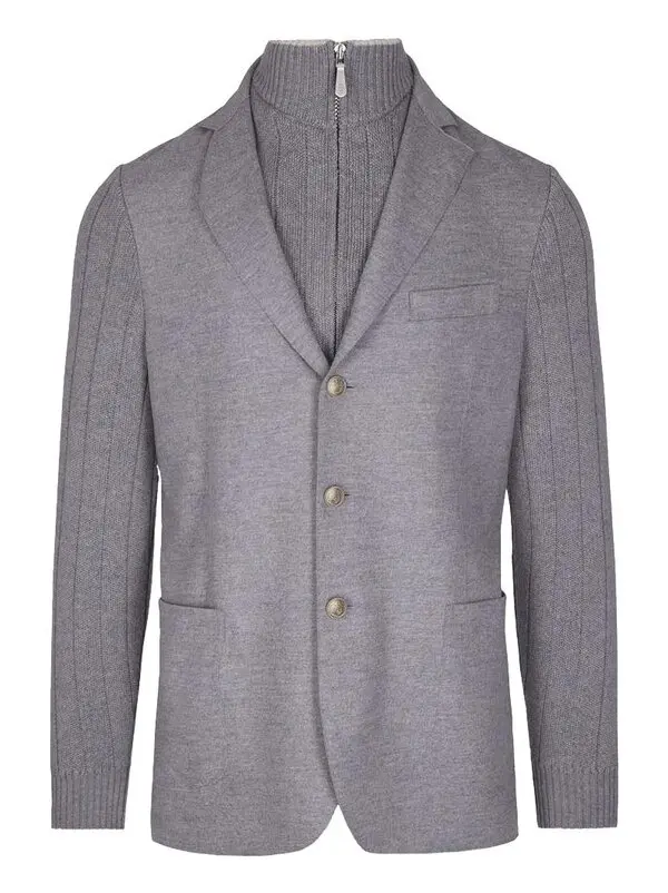 Eleventy Wool Jacket - Medium Gray, Sand