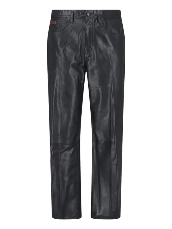 Calvin Klein Nubuck Leather Trousers - Black