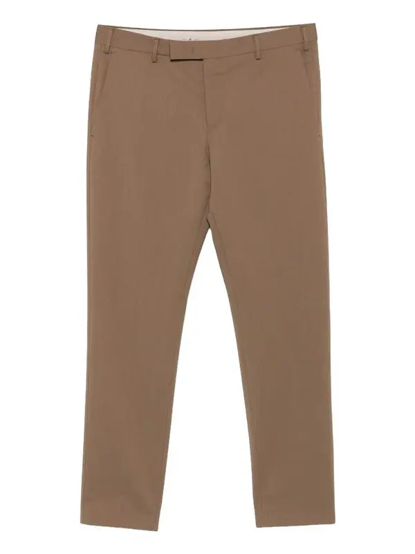 PT TORINO Flat Front Straight Leg Trousers - Beige