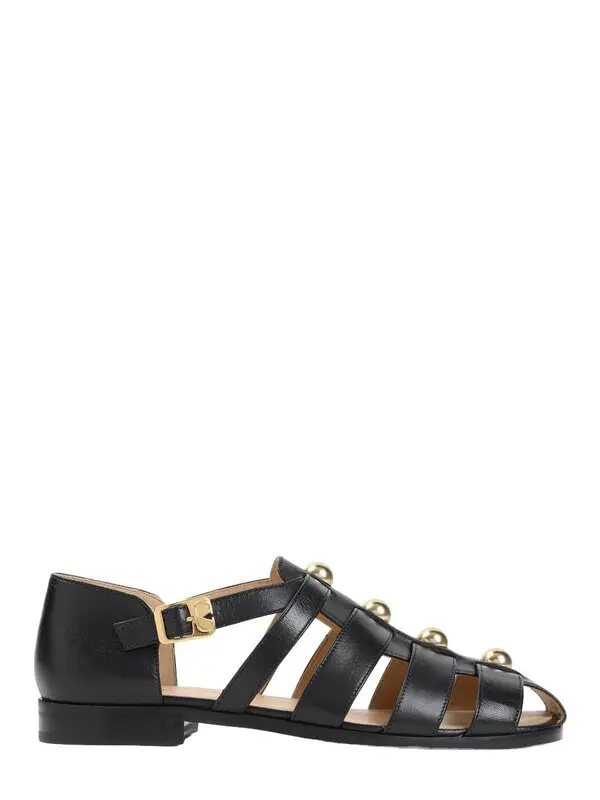 Valentino Garavani Studshield Leather Sandals - Black