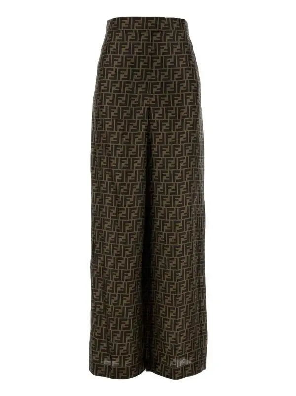 Fendi Ff Twill Pants - Brown