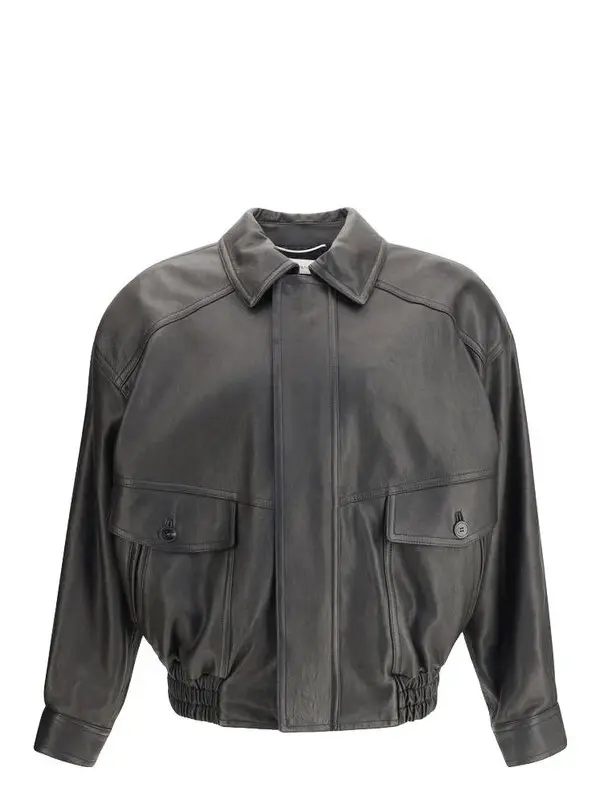 Saint Laurent Balloon Leather Jacket - Black