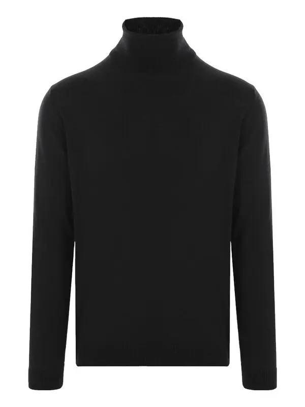 ROBERTO COLLINA Turtleneck Merino Wool Knit Sweater - Black