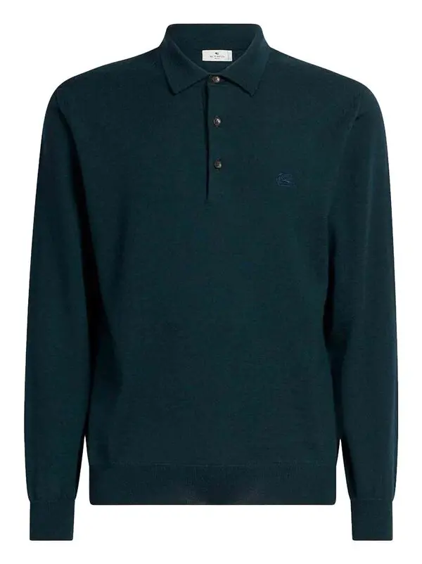 Etro Ribbed Wool Polo Sweater - Green