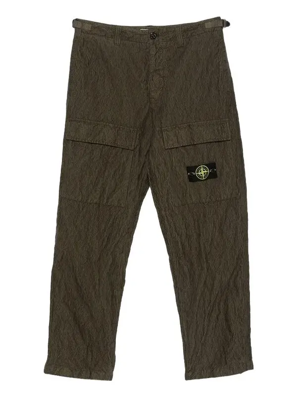 Stone Island Striped Pattern Straight Leg Pants - Green