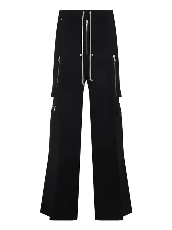 Rick Owens Wool Trousers With Cargo Pockets - Black