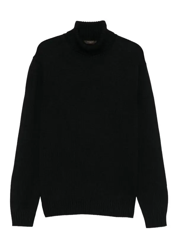 ZANONE Ribbed Knit Turtleneck - Black