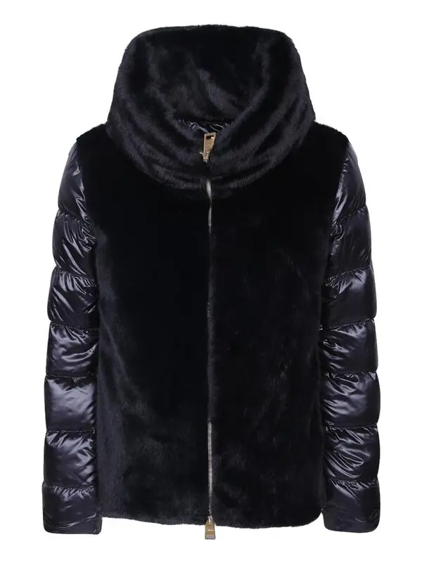 Herno Jacket With Faux Fur Collar - Black