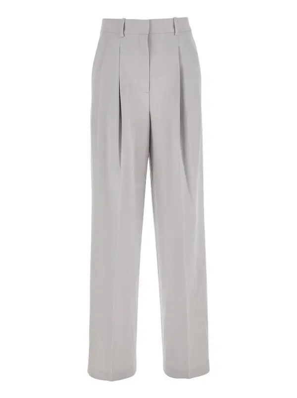 Theory Metallic Tech Fabric Pants - Grey