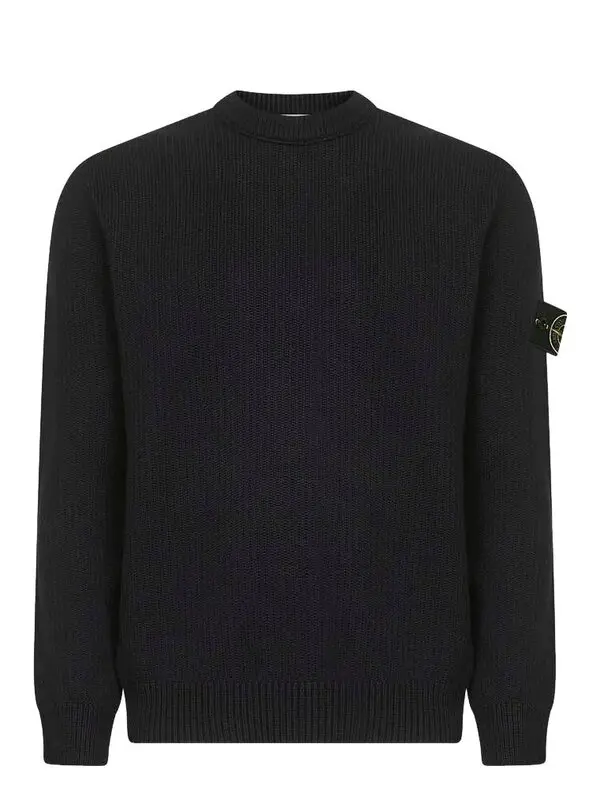Stone Island Ribbed Crewneck Sweater - Black