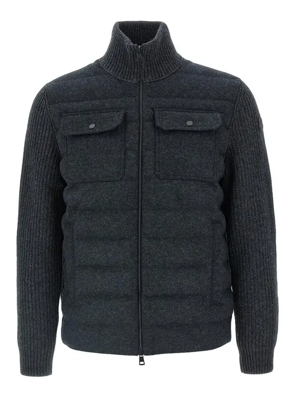 Moncler Padded Wool Cardigan - Gray
