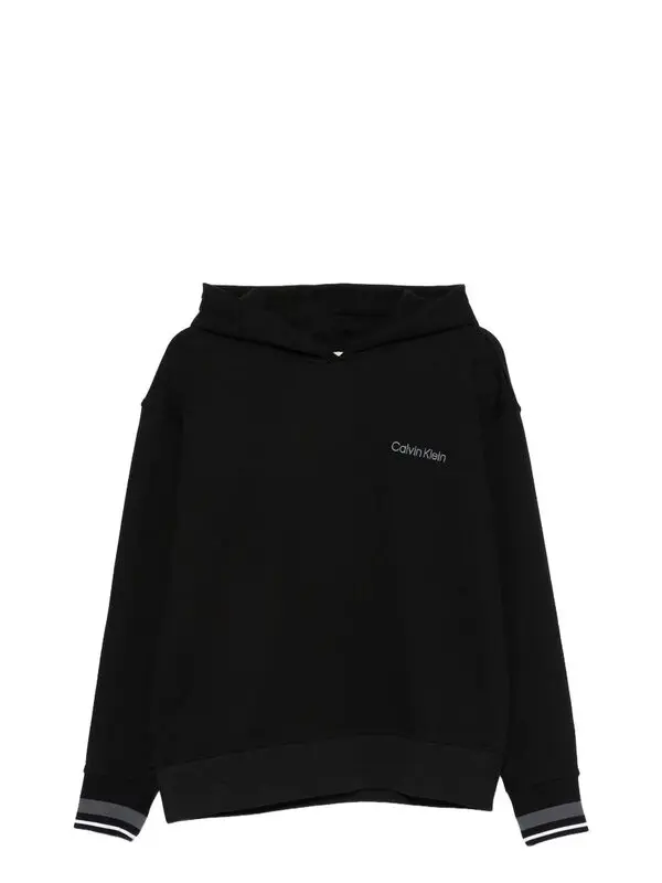 Calvin Klein Hooded Top With Ribbed Cuffs - Black