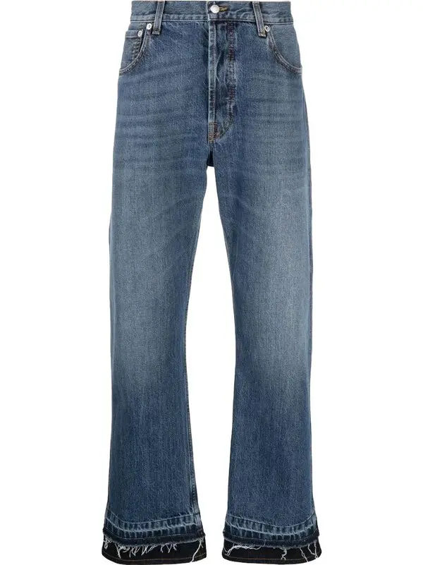 Alexander McQueen Denim Cotton Cropped Jeans - Blue