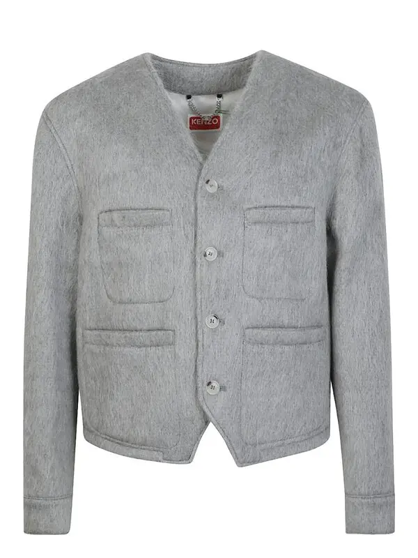 Kenzo Hairy Collarless Jacket - Grey
