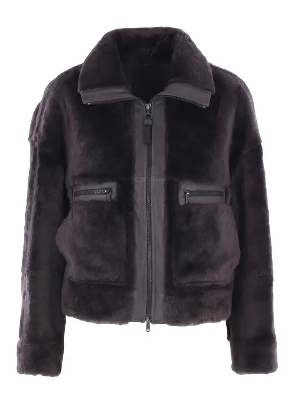 Brunello Cucinelli Shearling And Nappa Leather Jacket - Coal