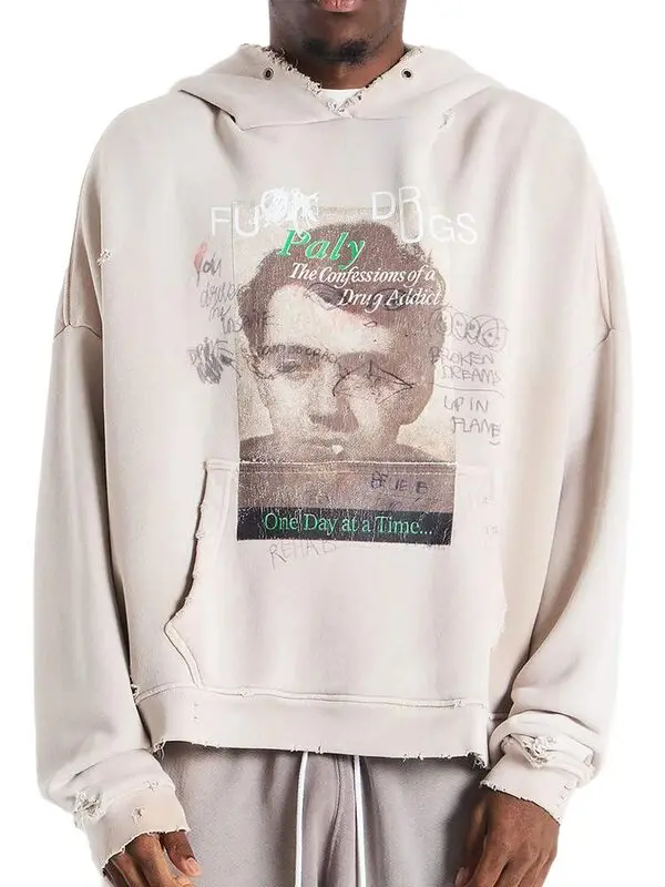 PALY HOLLYWOOD Graphic Print Hooded Sweatshirt - Beige