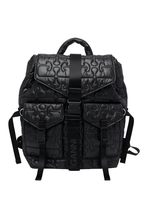 GANNI Quilted Backpack - Black