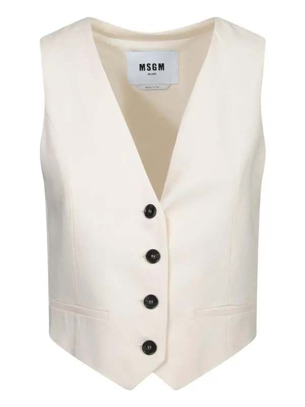 MSGM Sleeveless Buttoned Vest - White