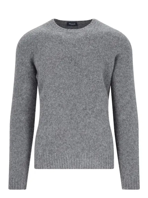DRUMOHR Long Sleeve Lambswool Sweater - Grey