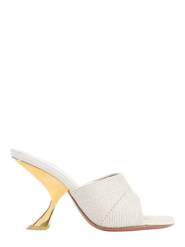 Amina Muaddi Taylor Woven Raffia Slipper Sandals - Beige