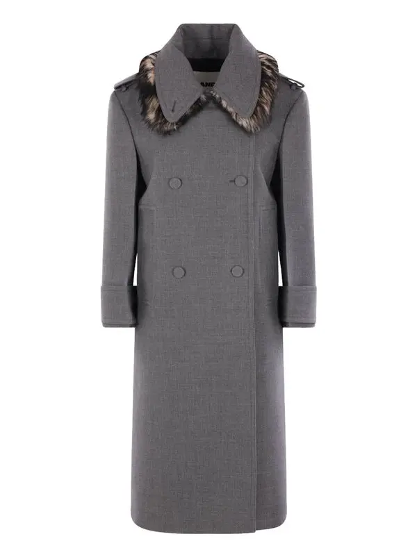 JIL SANDER Double-breasted Wool Coat - Grey