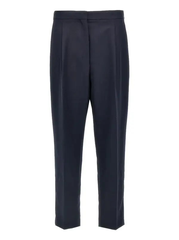 Theory Wool Blend Straight Leg Trousers - Blue