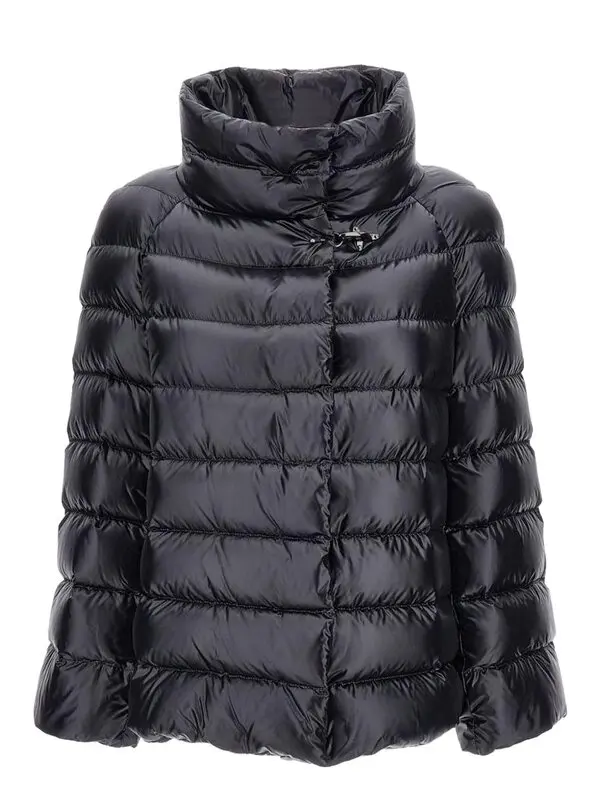 FAY Quilted Down Jacket With Gancio - Black