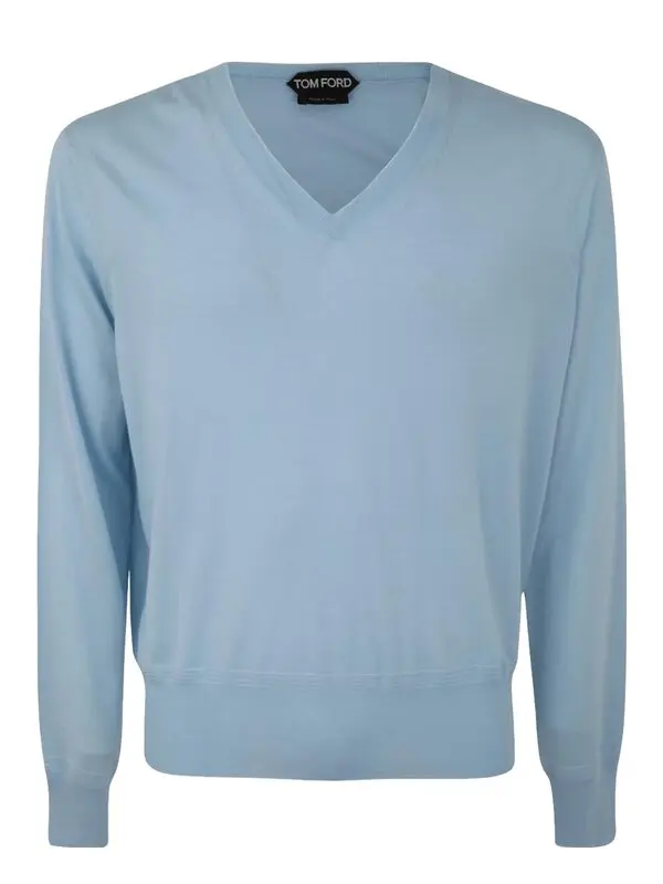 TOM FORD V-neck Cashmere And Silk Sweater - Blue