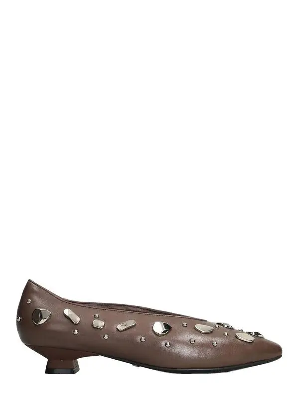 MARC ELLIS Pumps In Leather With Studs - Brown
