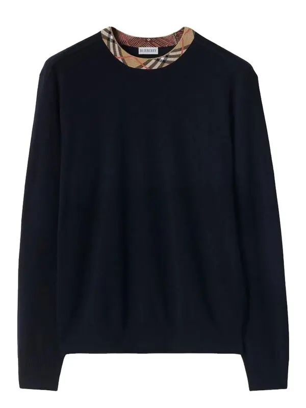 Burberry Ribbed Crew Neck Knitwear - Blue