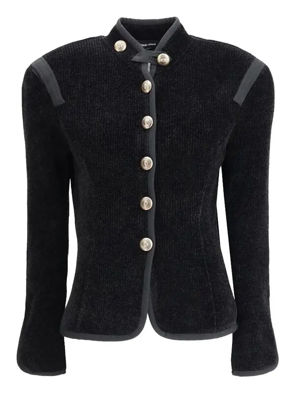 Giorgio Armani Blazer With Mandarin Collar - Black