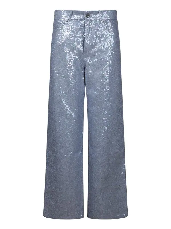 P.a.r.o.s.h Wide Leg Sequined Jeans - Blue