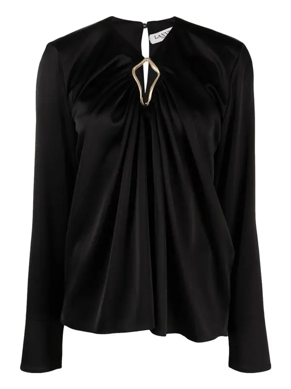 LANVIN Draped Long-sleeved Blouse - Black