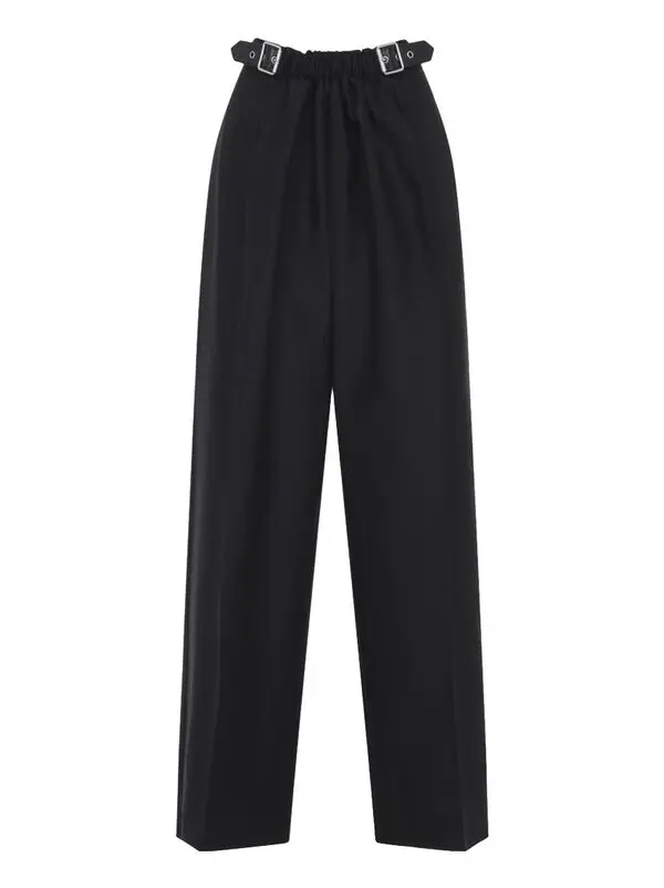 Loewe Belted Wool And Silk Trousers - Black